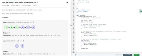 Rishab Kumar On Linkedin Day 46 Sum Of Last N Nodes Of The Linked List Todays Problem Was About