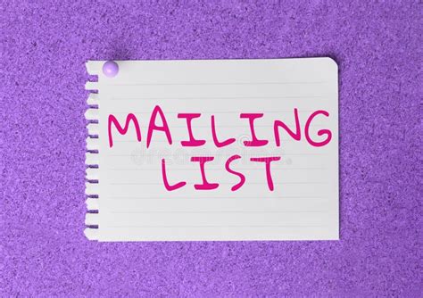 Sign Displaying Mailing List Business Showcase List Of People Who