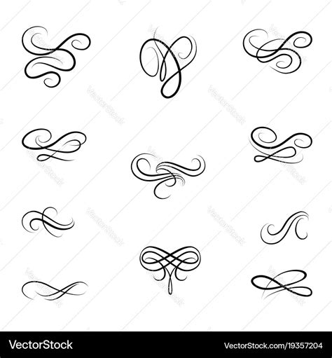 Calligraphic Flourish Design Elements Page Vector Image