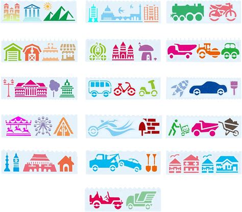 Gorgecraft 16 Styles Building Stencils Reusable Hollow Out