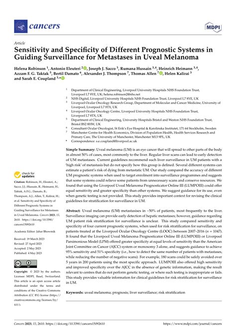 Pdf Sensitivity And Specificity Of Different Prognostic Systems In Guiding Surveillance For