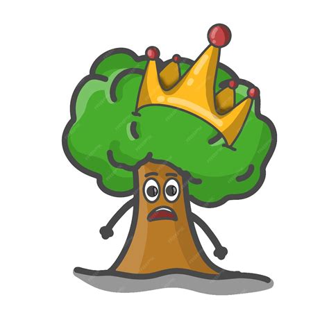 Niedlich Baum Zeichen Maskottchen Flache Karikatur Emoticon Vektor Design Illustration