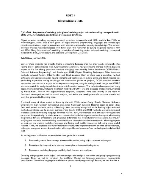 Ooad Unit 1 Computer Organization Notes Unit I Introduction To Uml