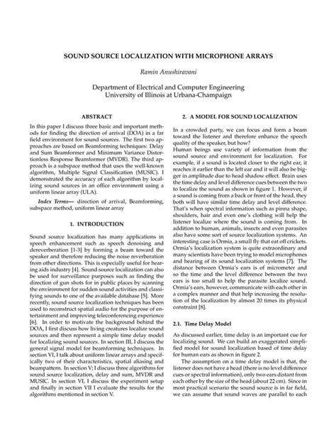 Sound Source Localization With Microphone Arrays Pdf