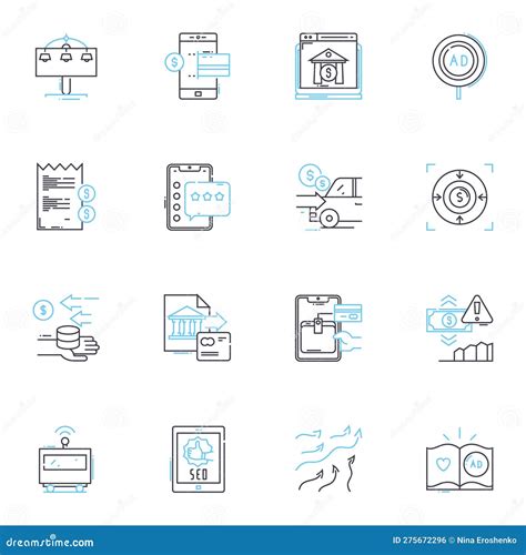 Cyber Shopping Linear Icons Set E Commerce Online Shopping Digital Retail Virtual Malls