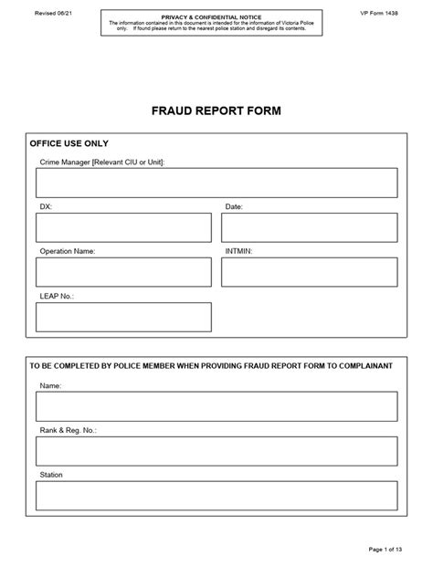Victoria Police Fraud Report Form Pdf Crimes Crime And Violence