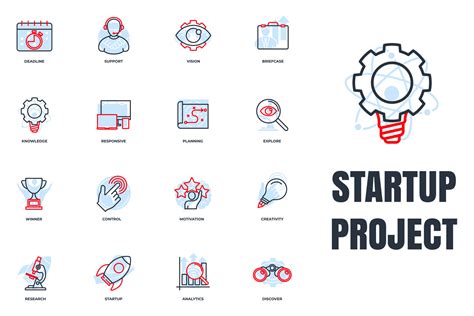 Set Of Startup Project Icon Logo Vector Illustration Development Pack