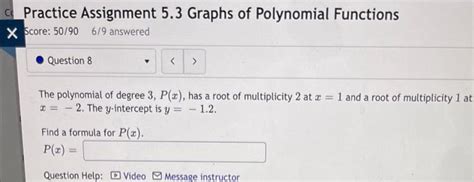 Solved Practice Assignment Graphs Of Polynomial Chegg