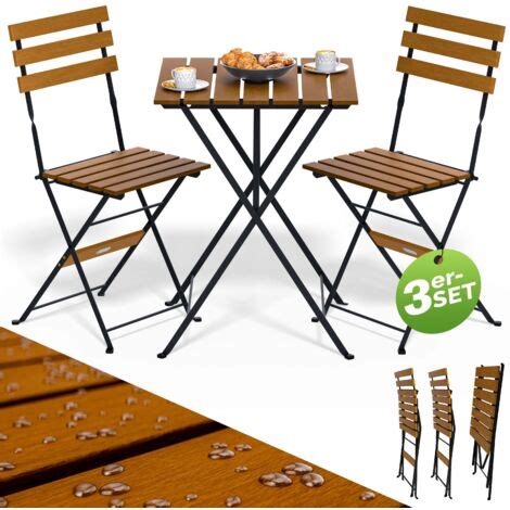 CASARIA Balkonmöbel Set 2 Personen Wetterfest FSC zertifiziert 3 Tlg Holz Vormontiert Klappbar