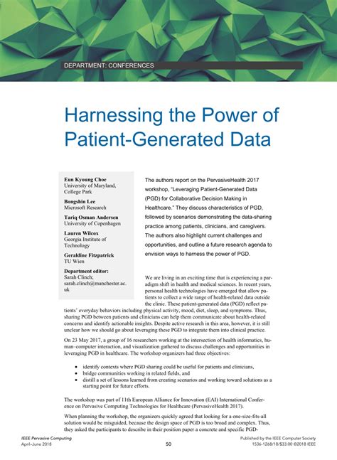 PDF Harnessing The Power Of Patient Generated Data