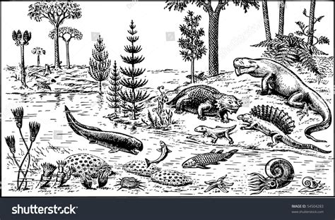 Paleozoic Era Stock Vector Illustration 54504283 Shutterstock