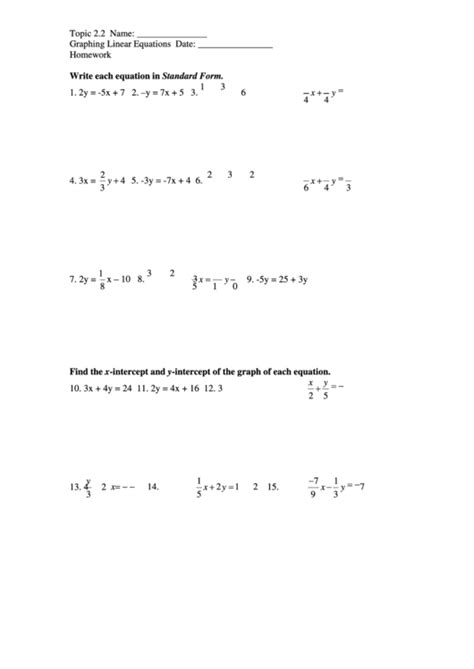Graphing Linear Equations Worksheet Pdf E Streetlight