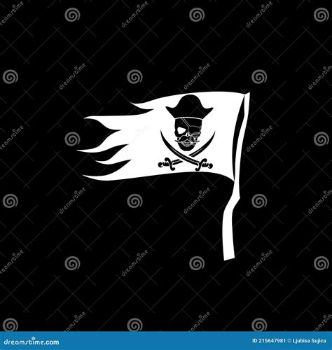 Icono De Bandera Pirata Aislado Sobre Fondo Oscuro Stock de ilustración