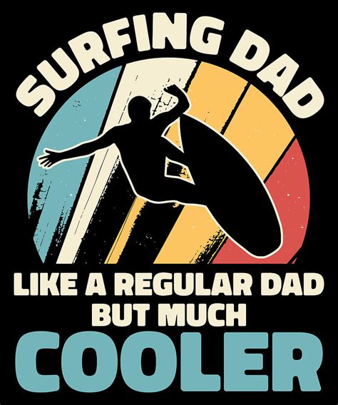 Retro Surfer Father Waves Surfrider Vintage Surfing Dad Digital Art