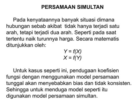 Regresi Linier Berganda Persamaan Simultan Parsial Ppt