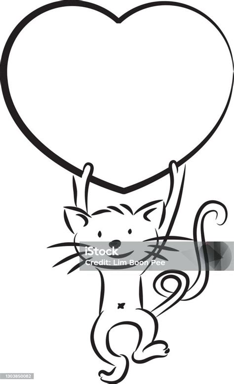 벡터 고양이는 심장 모양 카드 테두리 프레임 배경을 보유 0명에 대한 스톡 벡터 아트 및 기타 이미지 0명 고양이 새끼 귀여운 Istock