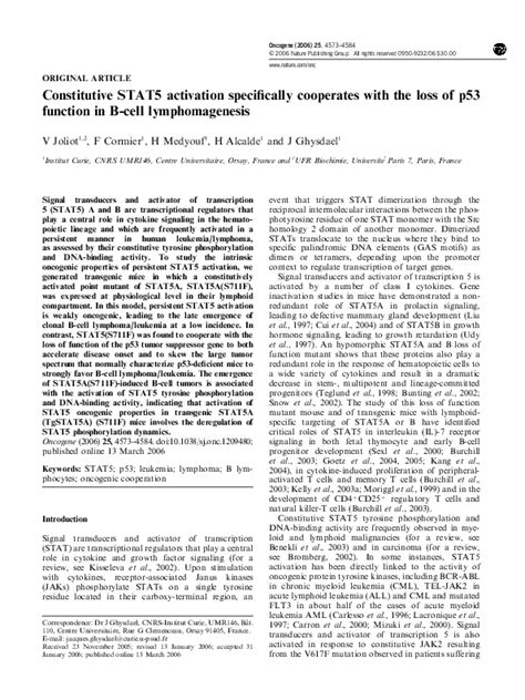 Pdf Constitutive Stat5 Activation Specifically Cooperates With The