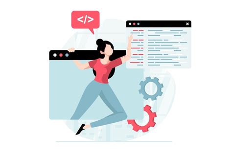 Premium Vector Software Development Concept With People Scene In Flat Design Woman Programming
