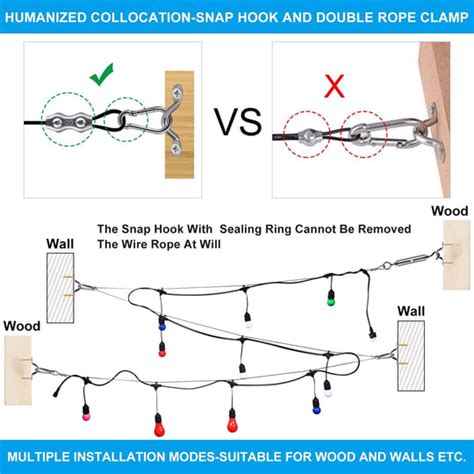 Slgc02 164 Ft String Light Hanging Cable Kit Nylon Coated 304 Stainle