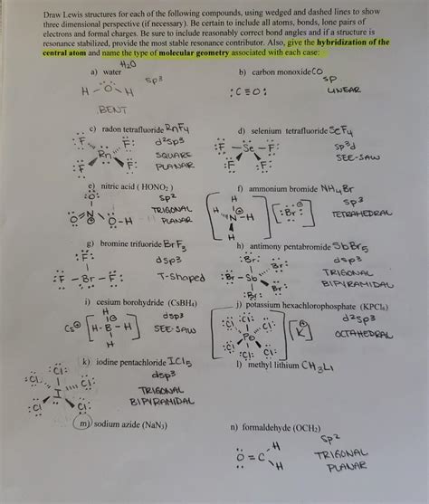 solved i need help with the lewis structures hybridization