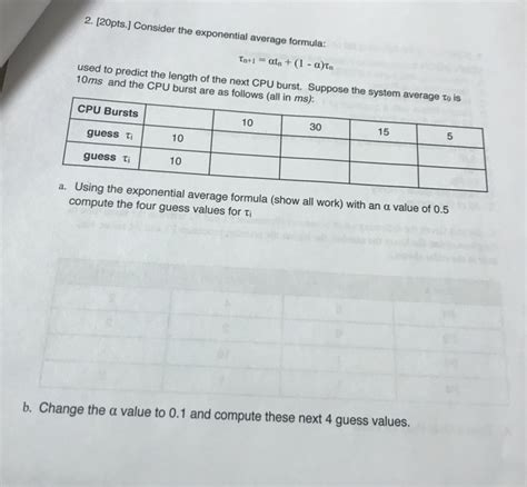 Solved 2 120pts ] Consider The Exponential Average Formula