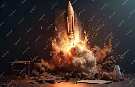 Premium Ai Image A Rocket Is Exploding On A Computer Screen And