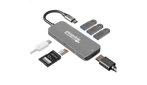 Plugable Usb C Hub Multiport Adapter7 In 1 Hub Compatible W Macbook