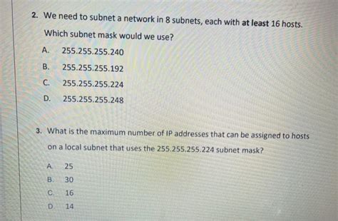 solved 2 we need to subnet a network in 8 subnets each