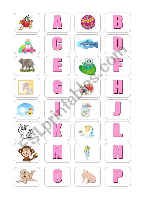 Alphabet Memory Game Esl Worksheet By Lomasbello