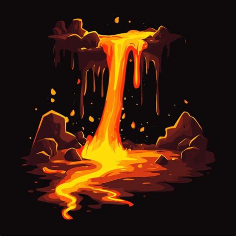 Dynamic Vector Lava Flow On Black Background Premium Ai Generated Vector