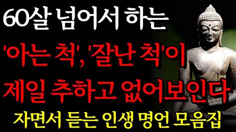 나이가 들수록 아는 척 잘난 척 하지 않고 겸손하게 살아야 하는 이유 I 자면서 듣는 부처님 명언 4시간 I 부처님 말씀