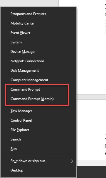 get back command prompt in windows 10 october 2018 update under win x