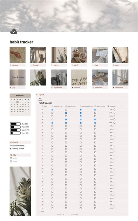 Habit Tracker Notion Template Notion Dashboard Setup Layout Notion