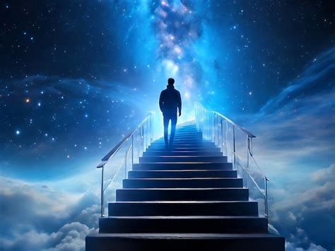 Persona subiendo la escalera mecánica de la escalera al cielo Imágenes