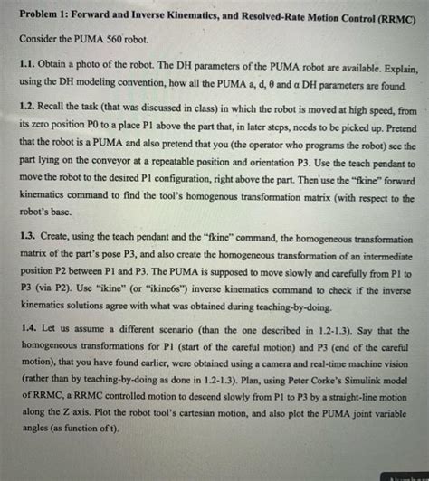 Solved Problem 1 Forward And Inverse Kinematics And Chegg Com