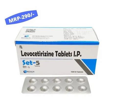 Tablet Set 5 Levocetirizine 5mg Packaging Size 1010 Dose Levocetirizin 5 Mg At Rs 290