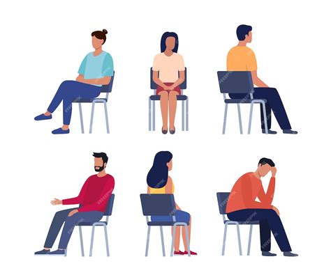 Premium Vector People Are Sitting On Chairs Men And Women Sit In