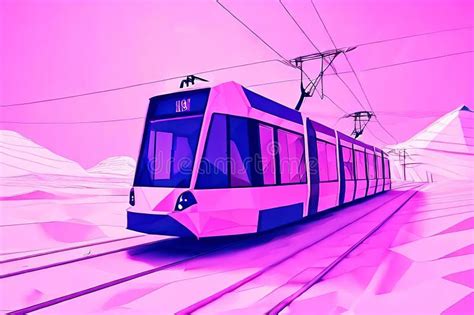 Low Poly The Driver And Tram Rendered With A Low Numbe Stock Photo