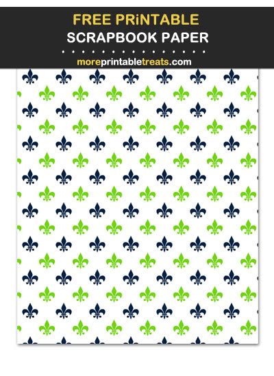 Blue And Green Fleur De Lis Scrapbook Paper