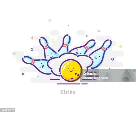 Mbe 스타일 볼링 그림입니다 벡터 볼링 스트라이크 볼 및 떨어지는 핀입니다 벡터에 대한 스톡 벡터 아트 및 기타 이미지