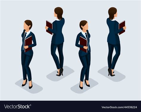 Trend Isometric People Set 8 3d Business Woman Vector Image