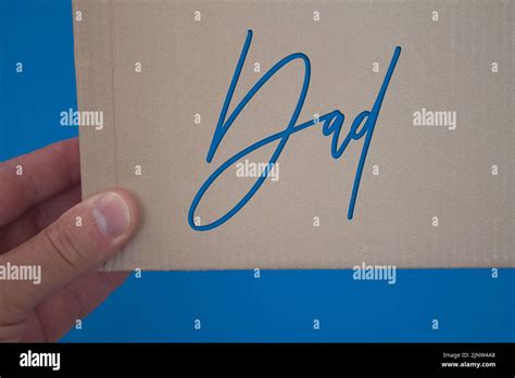 Dad Word With Cardboard Box Brown Folded Cardbox Stock Photo Alamy