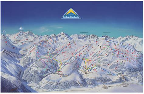Pistekaart Serfaus Wintersport Dorp Met 214km Piste In Oostenrijk