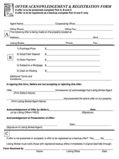Offer Acknowledgement Form Fill And Sign Printable Template Online