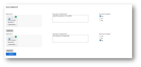 file upload form control description comments field for each file
