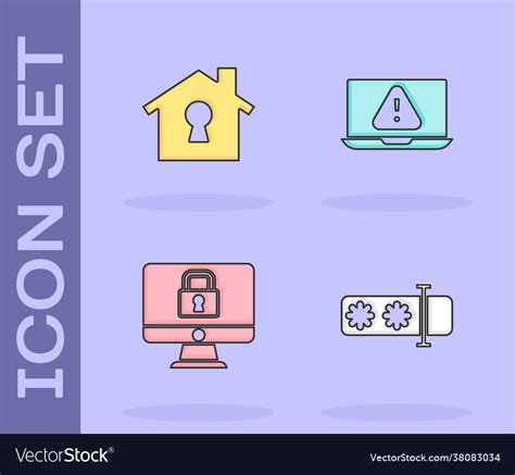 Set Password Protection House Under Lock Monitor Vector Image