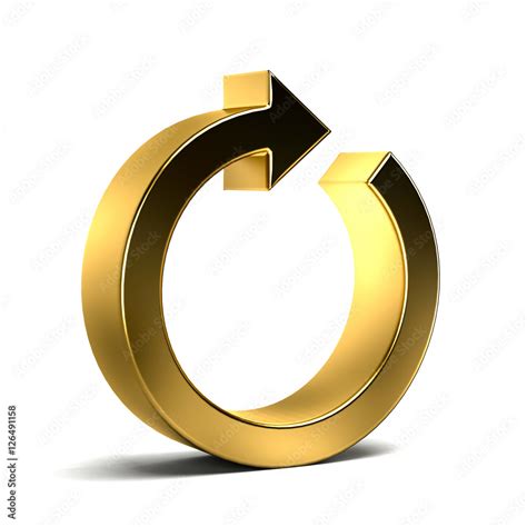 Circular Arrow Redo Cycle Restart Loop Concepts 3D Golden R Stock