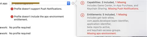 Swift Xcode Error Profile Doesn T Include The Aps Environment