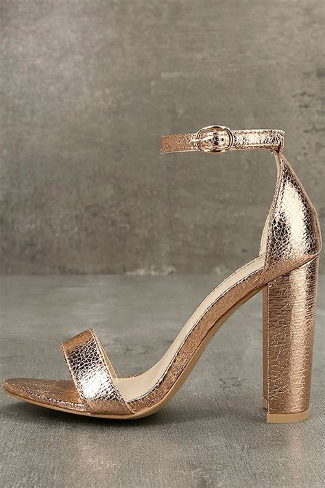Chic Rose Gold Heels Metallic Heels Rose Gold Ankle Strap Heels