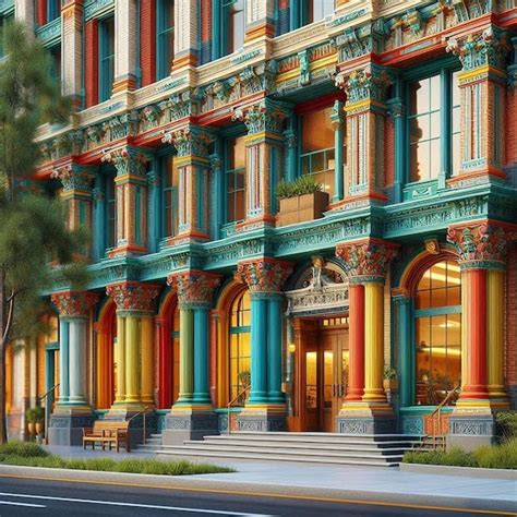 Vibrant Office Building Exterior Premium Ai Generated Image